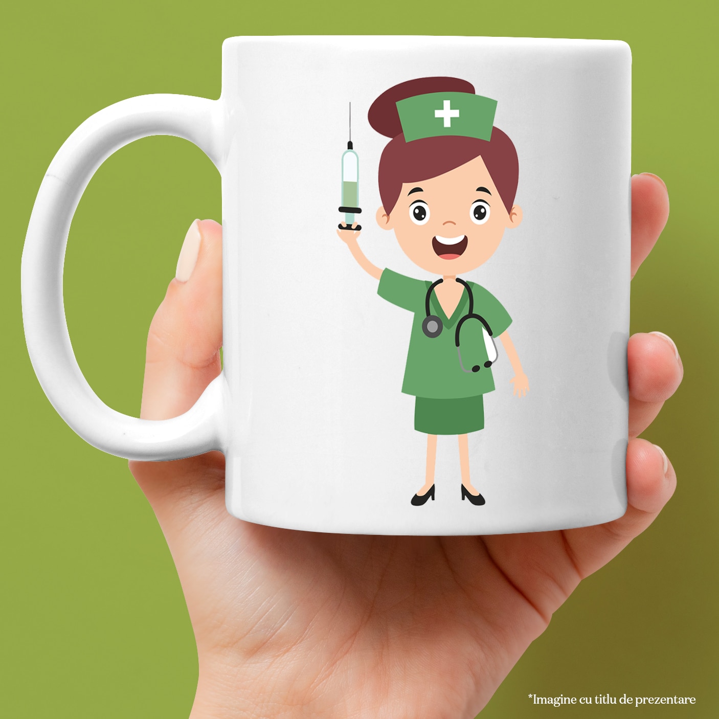 Cana Cu Asistenta, Fusta, Uniforma, Palarie, Seringa, Medicament ...