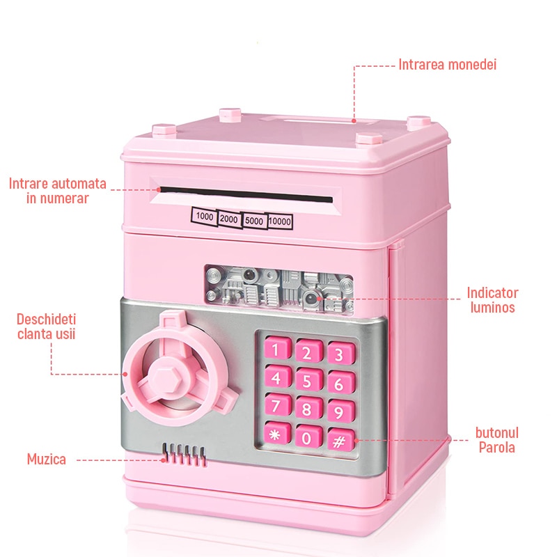 Играчка касичка, Sundiguer, Пластмаса, 13,5 x 12,3 x 19,5 см, Сменяема ...