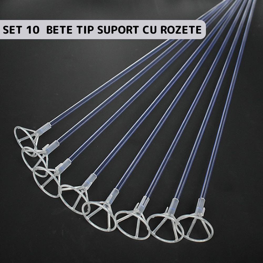 Set 10 Bete cu Rozete pentru Baloane Teno®, lungime 42 cm, transparente ...