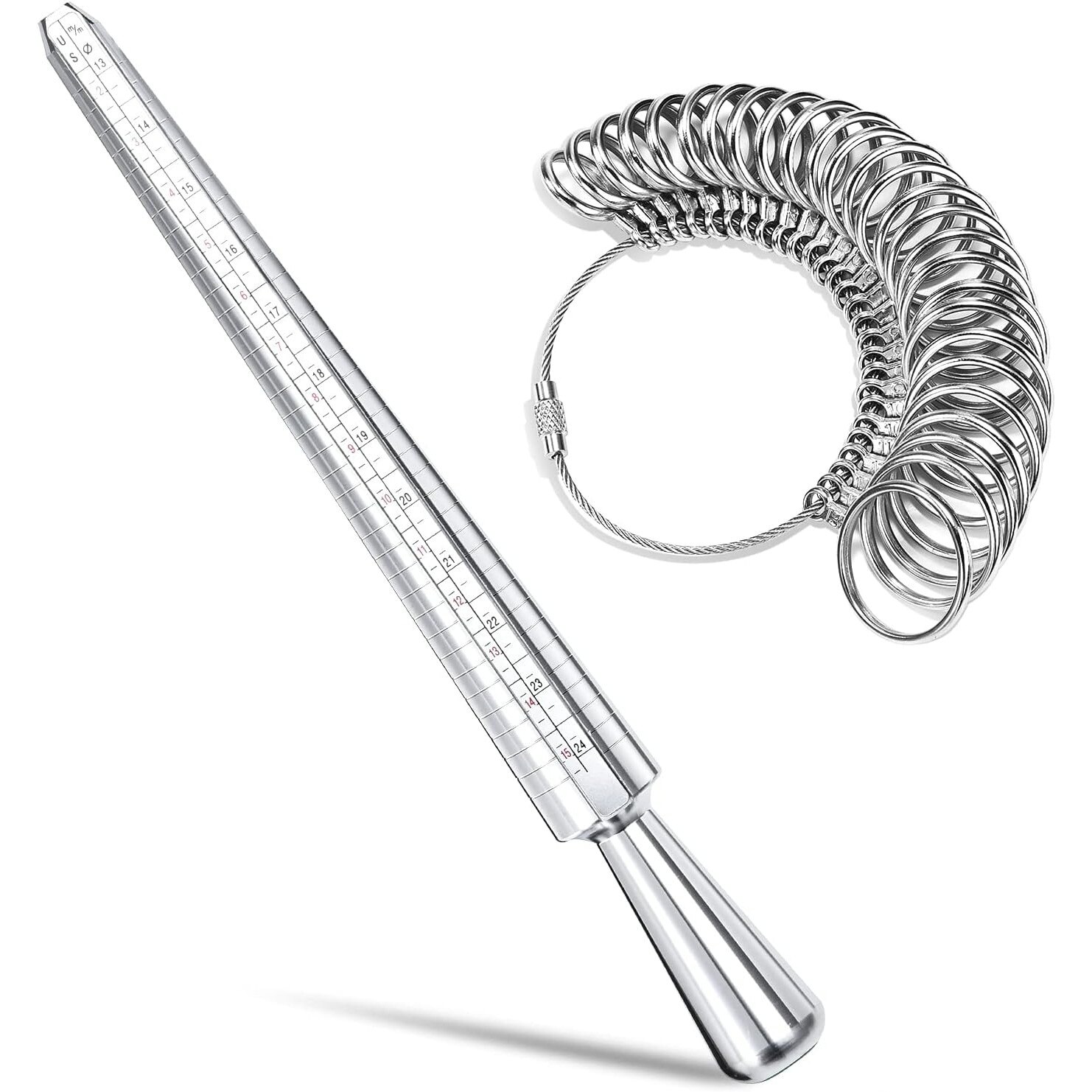 Instrument de masurare a marimii inelelor, Metal, Argintiu - eMAG.ro