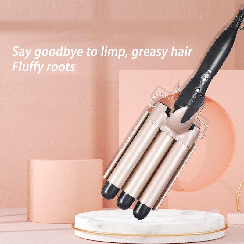 Ondulator cu 3 elementi, Ceramica, Negru/Roz - eMAG.ro