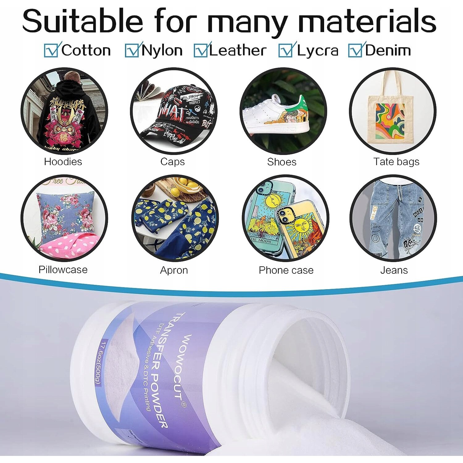 Pudra adeziva transfer, Wowocut, Alb, 500 g - eMAG.ro