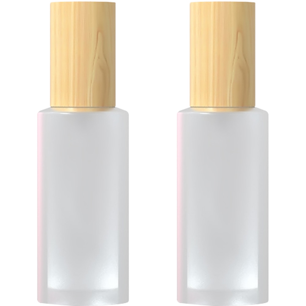 Set 2 recipiente cosmetice, Sticla/Lemn, 50ml, Reutilizabile ...