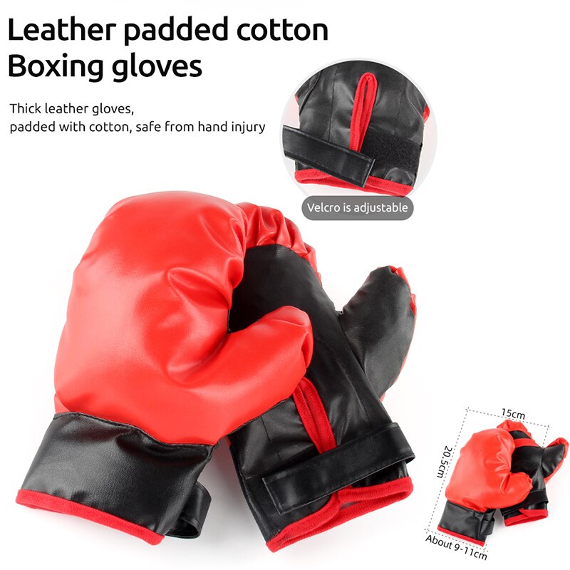 Set de box pentru copii, Kaypsre, Piele ecologica/ABS, +3ani, Rosu ...