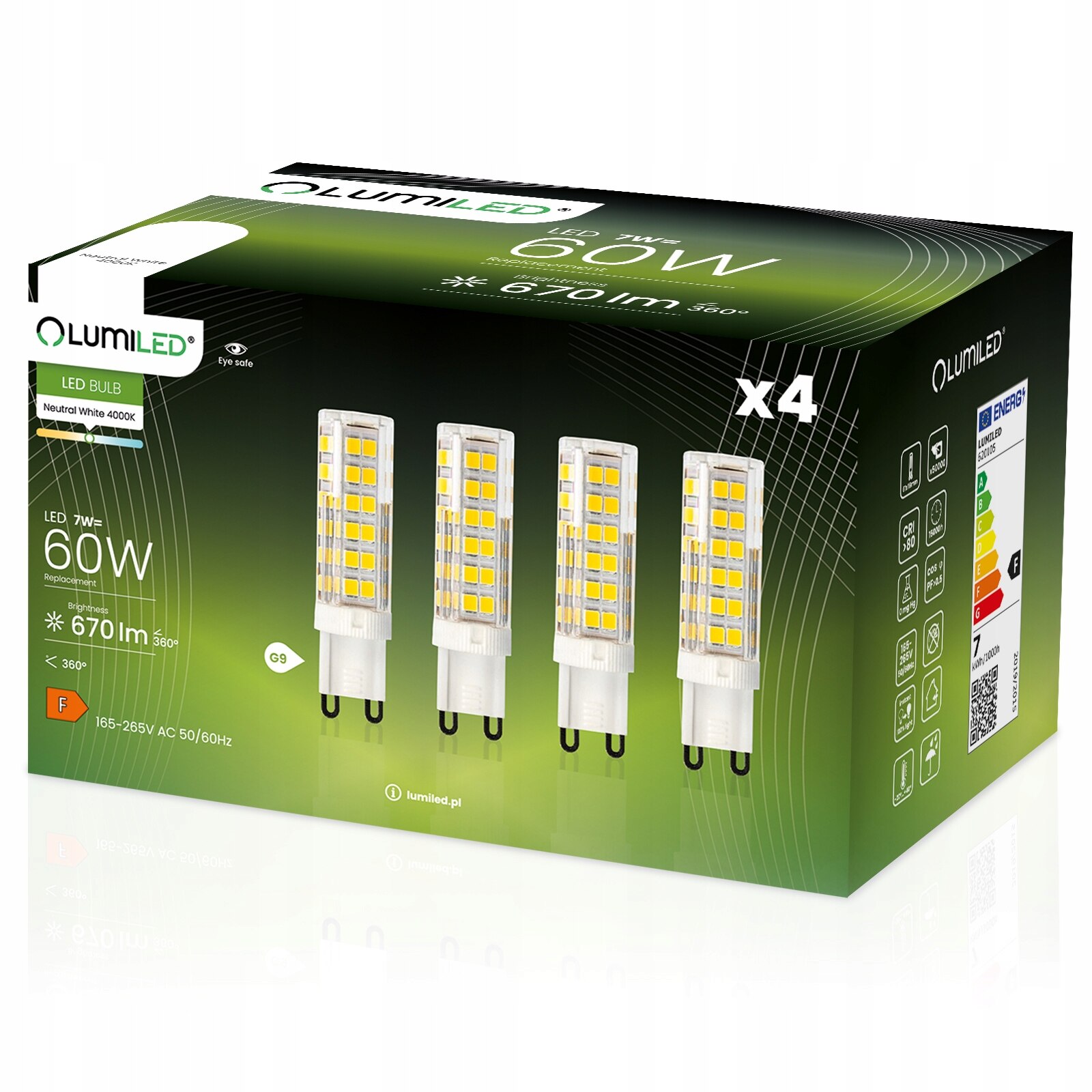 Set 4 becuri cu LED, Lumiled, 7W, G9, Alb - eMAG.ro