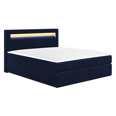 Pat boxspring Uranos LED, Mirjan24, bleumarin, 160x200 - eMAG.ro