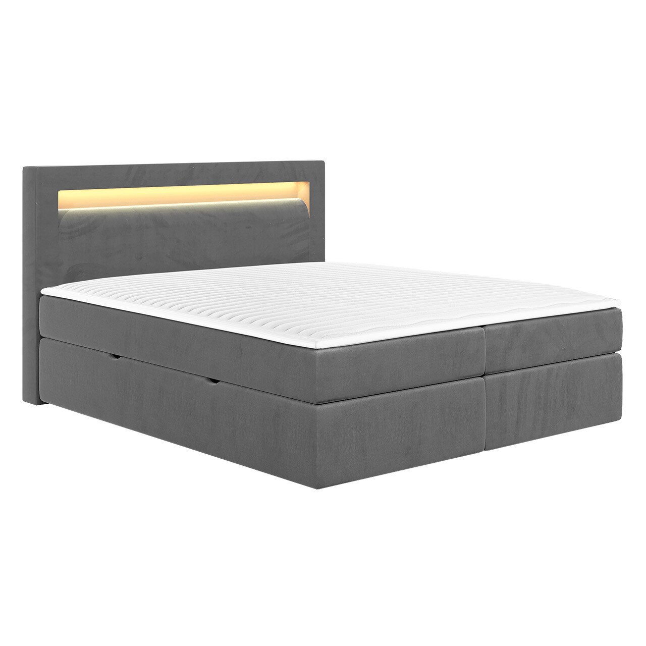 Pat boxspring Uranos LED, Mirjan24, gri, 160x200 - eMAG.ro