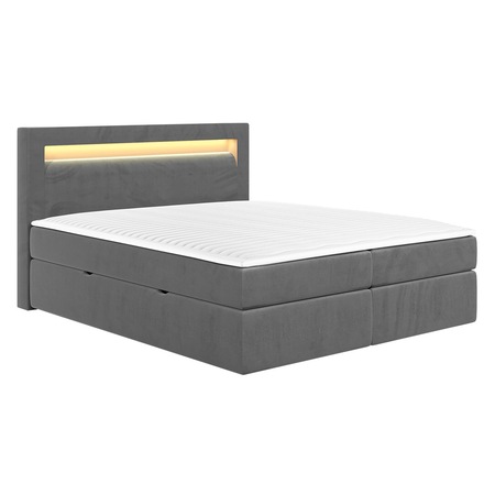 Pat boxspring Uranos LED, Mirjan24, gri, 160x200 - eMAG.ro