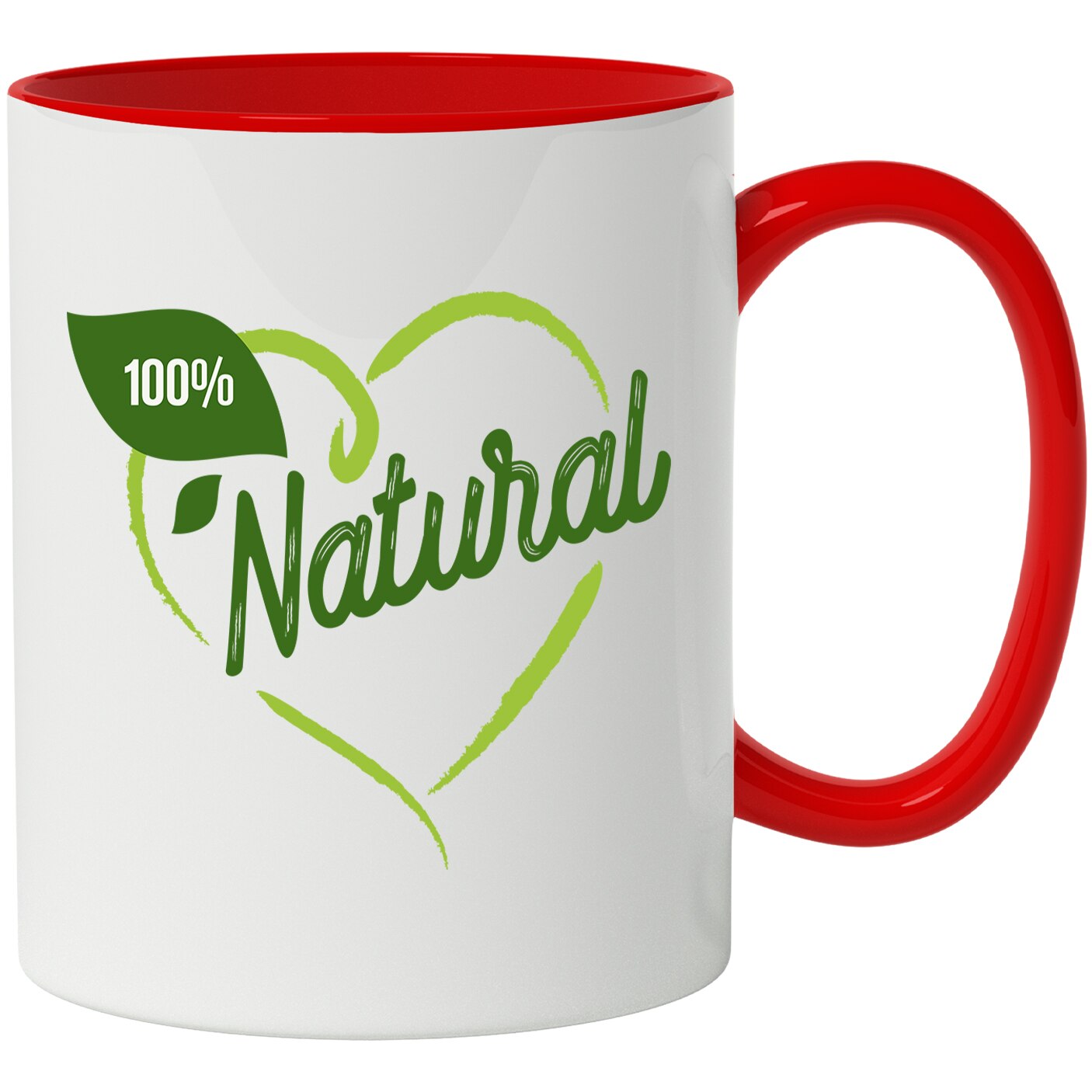 Cana Cu Mesaj 100% Natural, Inima, Frunza, Emblema, Sanatos, Bio ...