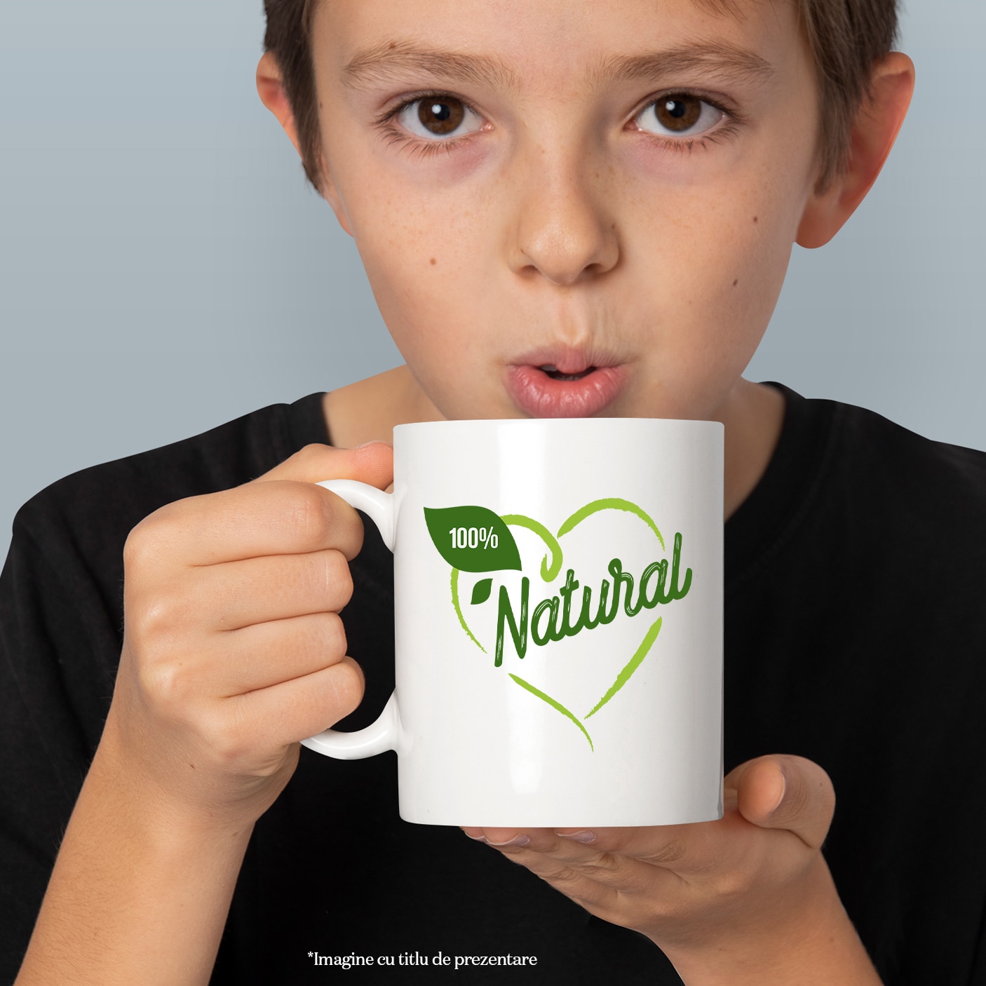 Cana Cu Mesaj 100% Natural, Inima, Frunza, Emblema, Sanatos, Bio ...