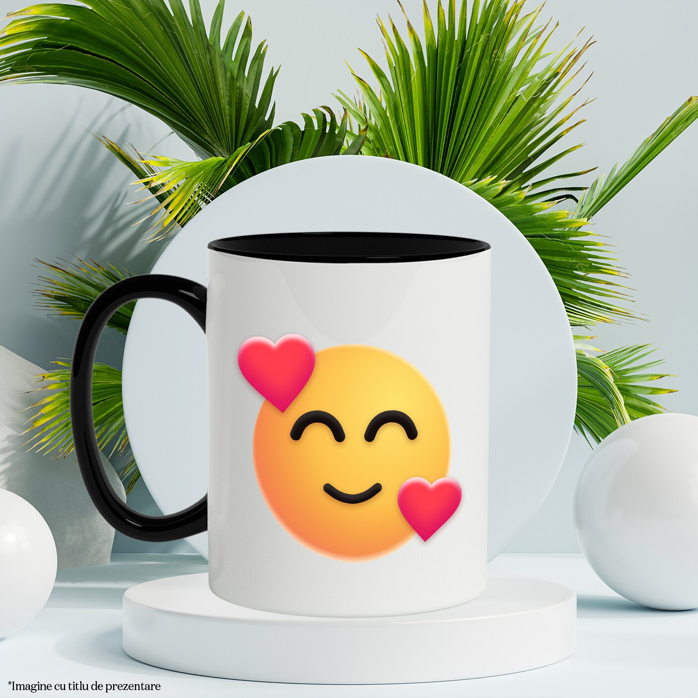 Cana Cu Emoticon, Inimi, Iubire, Emoji, Multicolor 330 ml, Ceramica cu ...