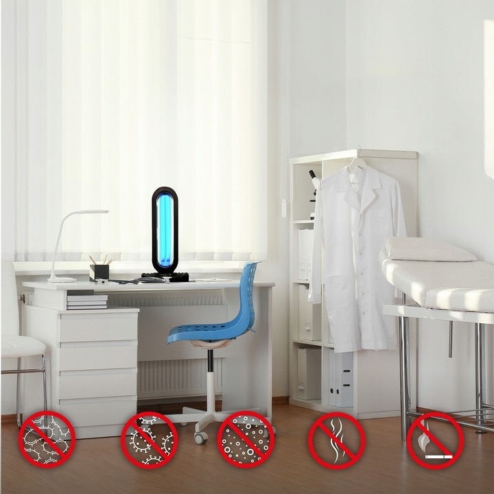 Lampa UV-C portabila pentru sterilizare si dezinfectare, Webber, 38W, Albastru\Negru - eMAG.ro