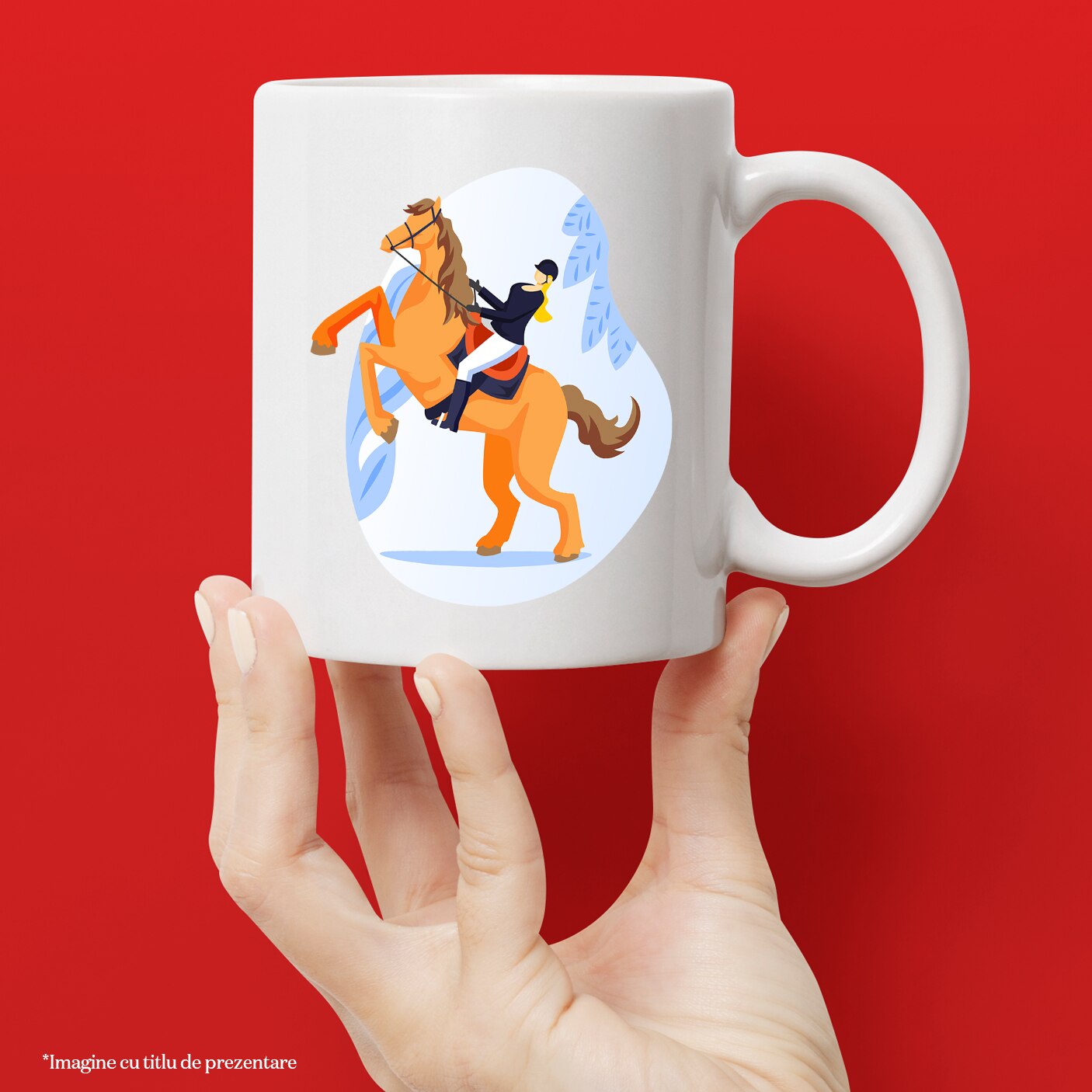 Cana Cu Cal, Calarie, Calaret, Multicolor 330 ml, Ceramica cu Maner Alb ...