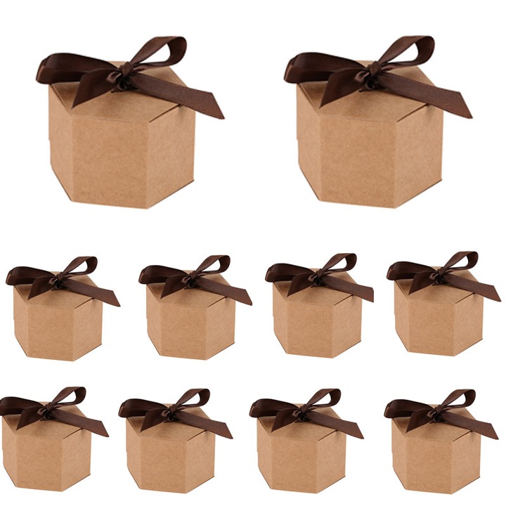 Set 10 cutii bomboane, Sunmostar, Hartie, Maro - eMAG.ro