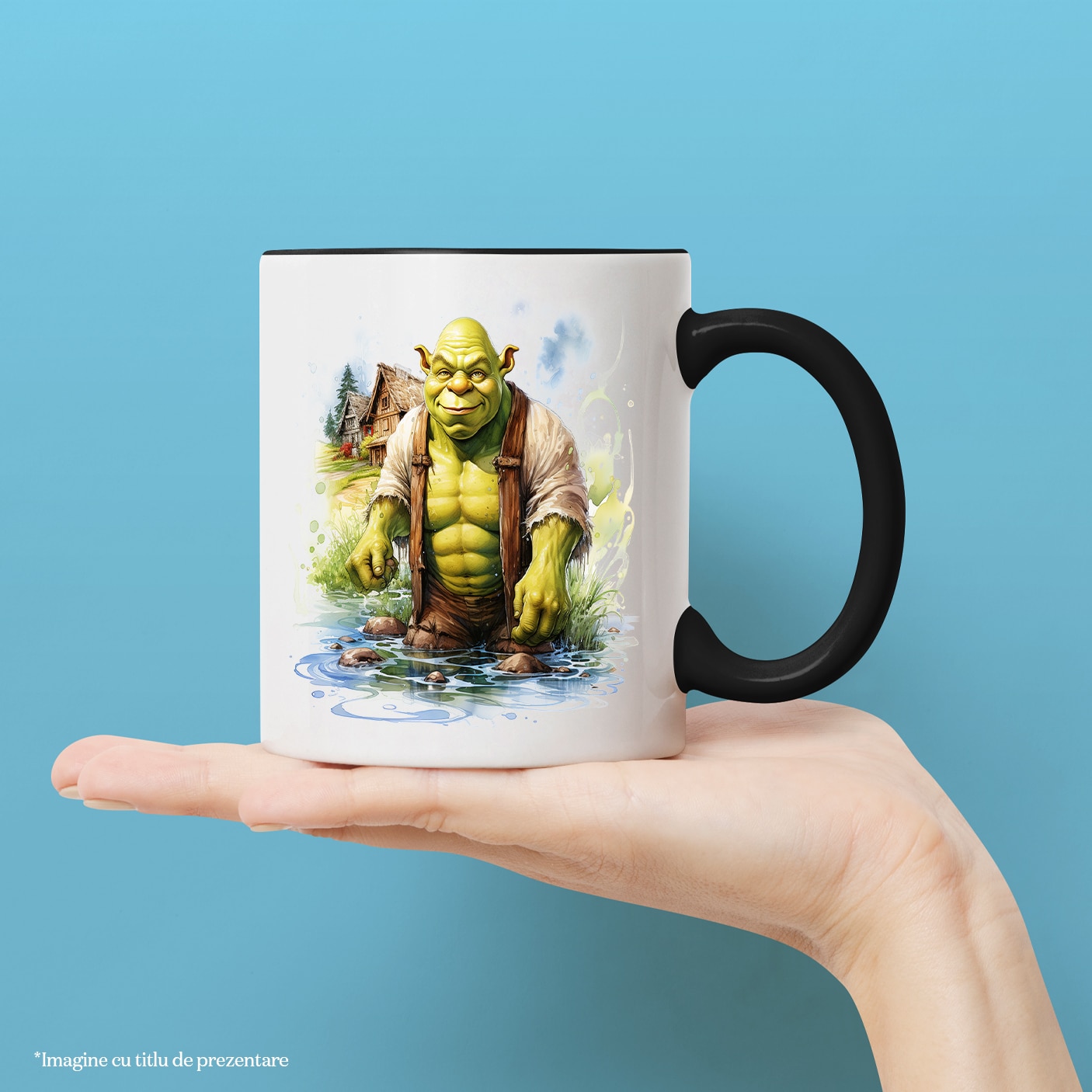 Bögre Shrekkel, Ház, Mocsár, Fenyők, Falu, Capcaun, Ruhák, Többszínű ...