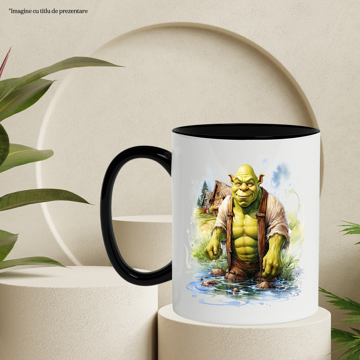 Bögre Shrekkel, Ház, Mocsár, Fenyők, Falu, Capcaun, Ruhák, Többszínű ...