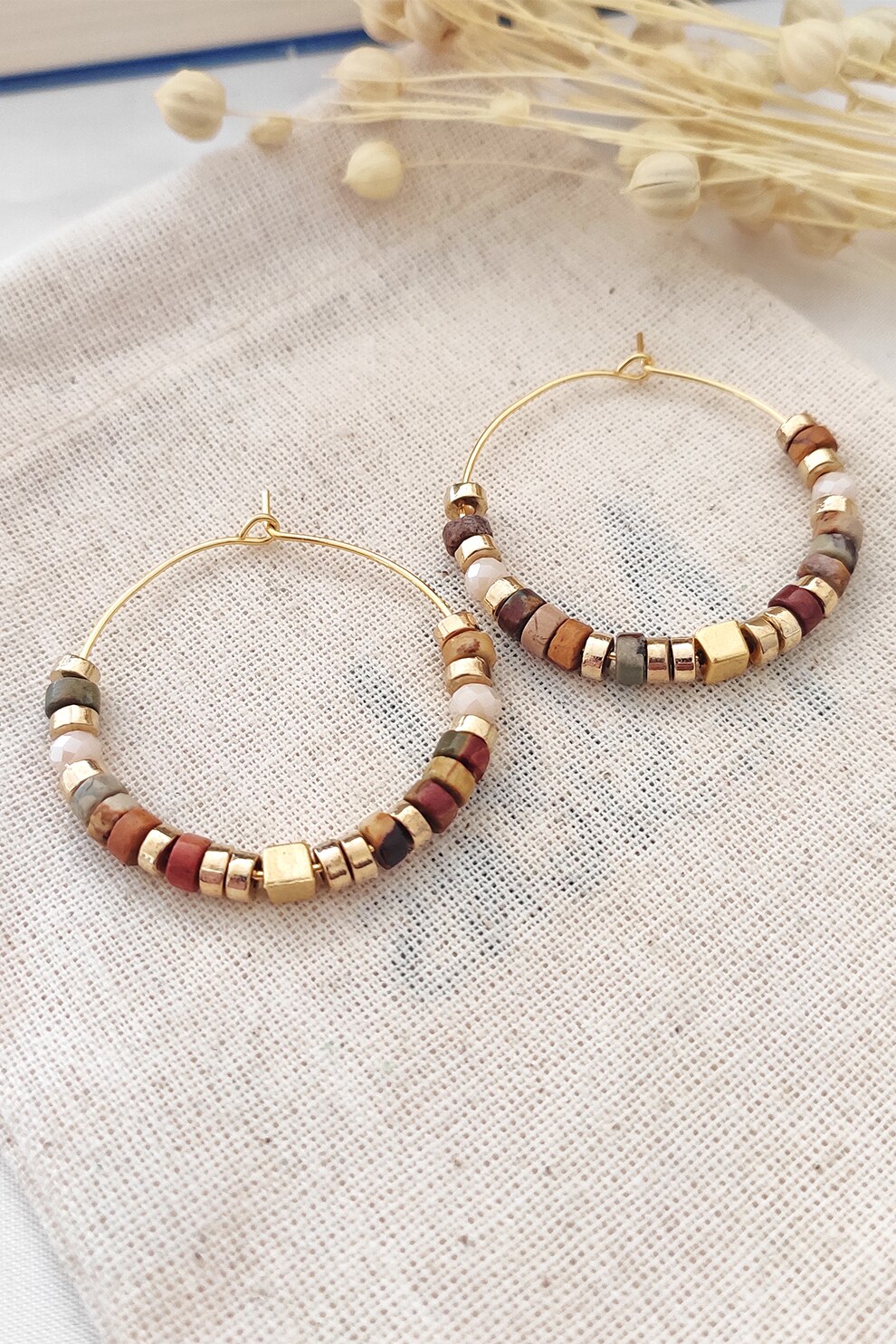 Atelier Miu Обеци с мъниста Златист Бордо Кафяв Emag Bg