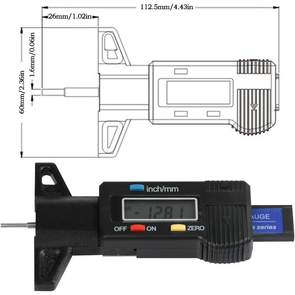 Indicator digital de adancime a anvelopei, Jormftte, Plastic, Afisaj ...