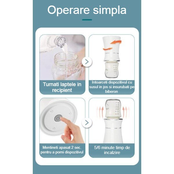 Incalzitor biberon portabil, electric, adaptoare pentru biberoane, USB ...