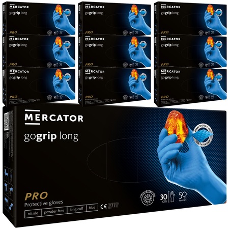 Set 500 bucati Manusi Mercator GoGrip Long, Nitril, groase si ...