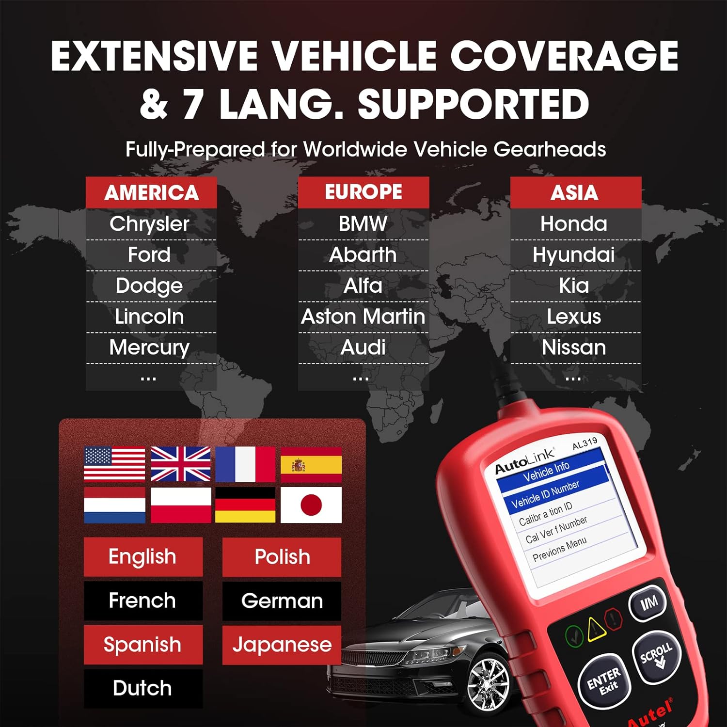 Tester auto, AUTEL AUTOLINK, Afisaj digital, EOBD, Rosu/Negru - eMAG.ro