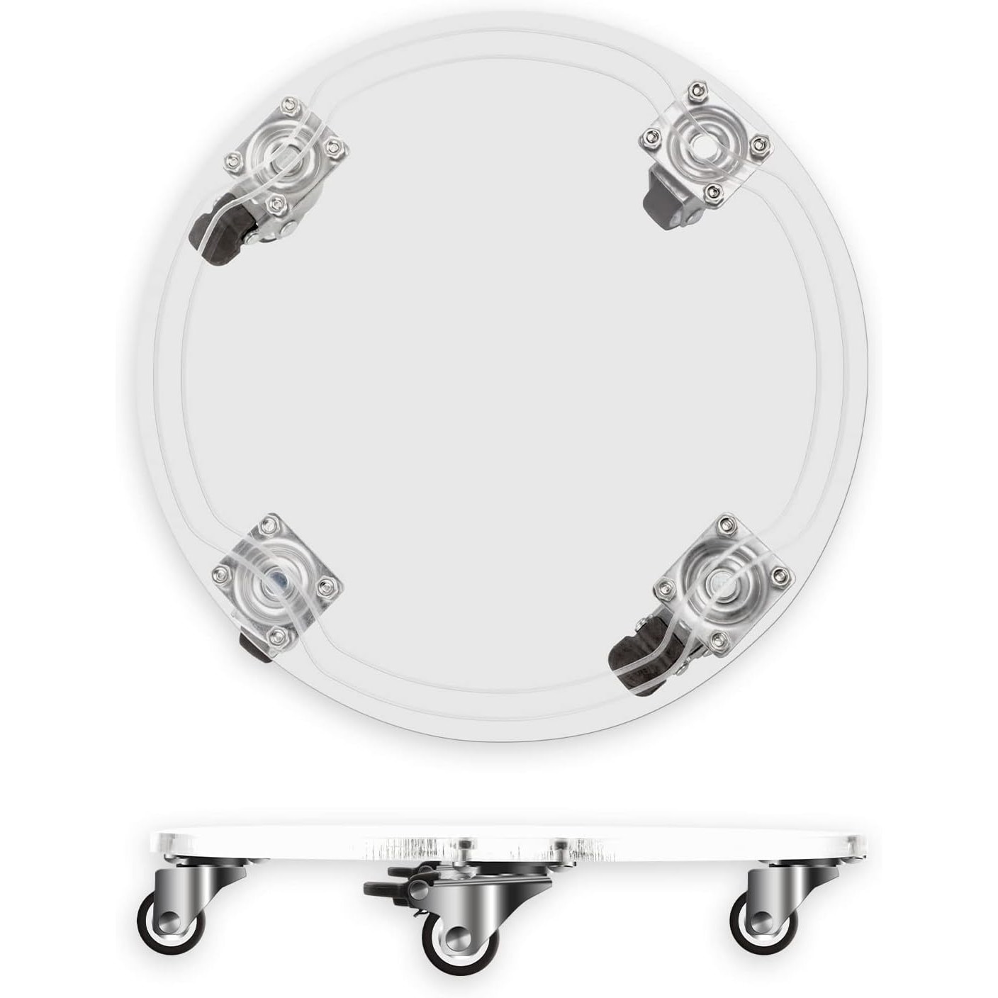 Suport cu roti pentru ghiveci, Sunmostar, Acril, 30Kg, Transparent ...