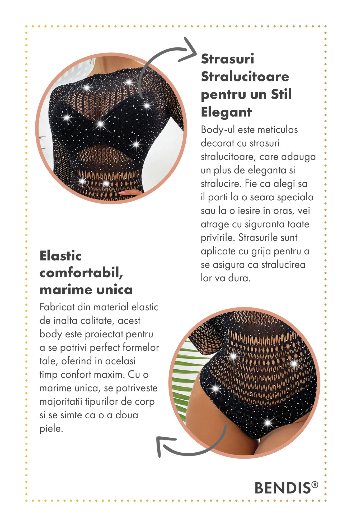 Body negru din plasa, cu strasuri stralucitoare, elastic, marime unica ...