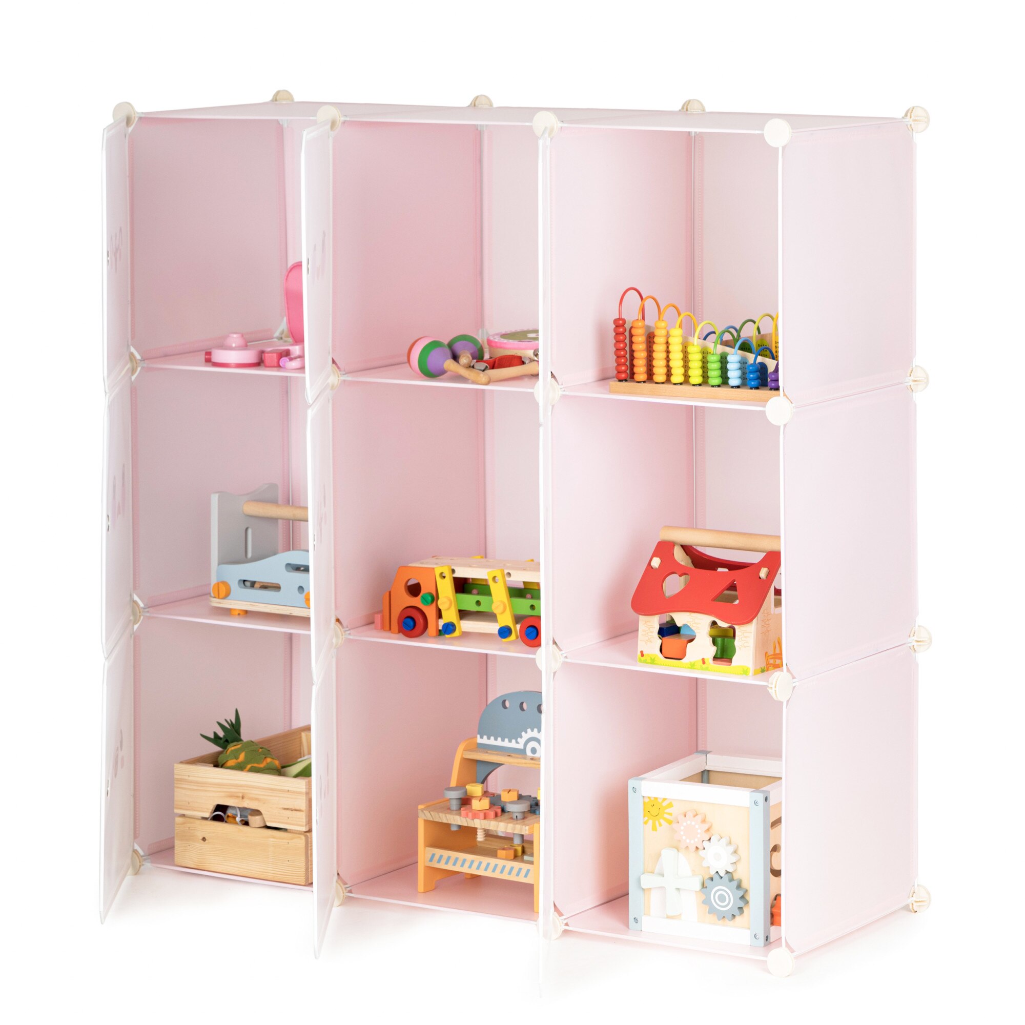 Dulap pentru copii cu 9 compartimente, Modernhome, Polipropilena, Roz ...