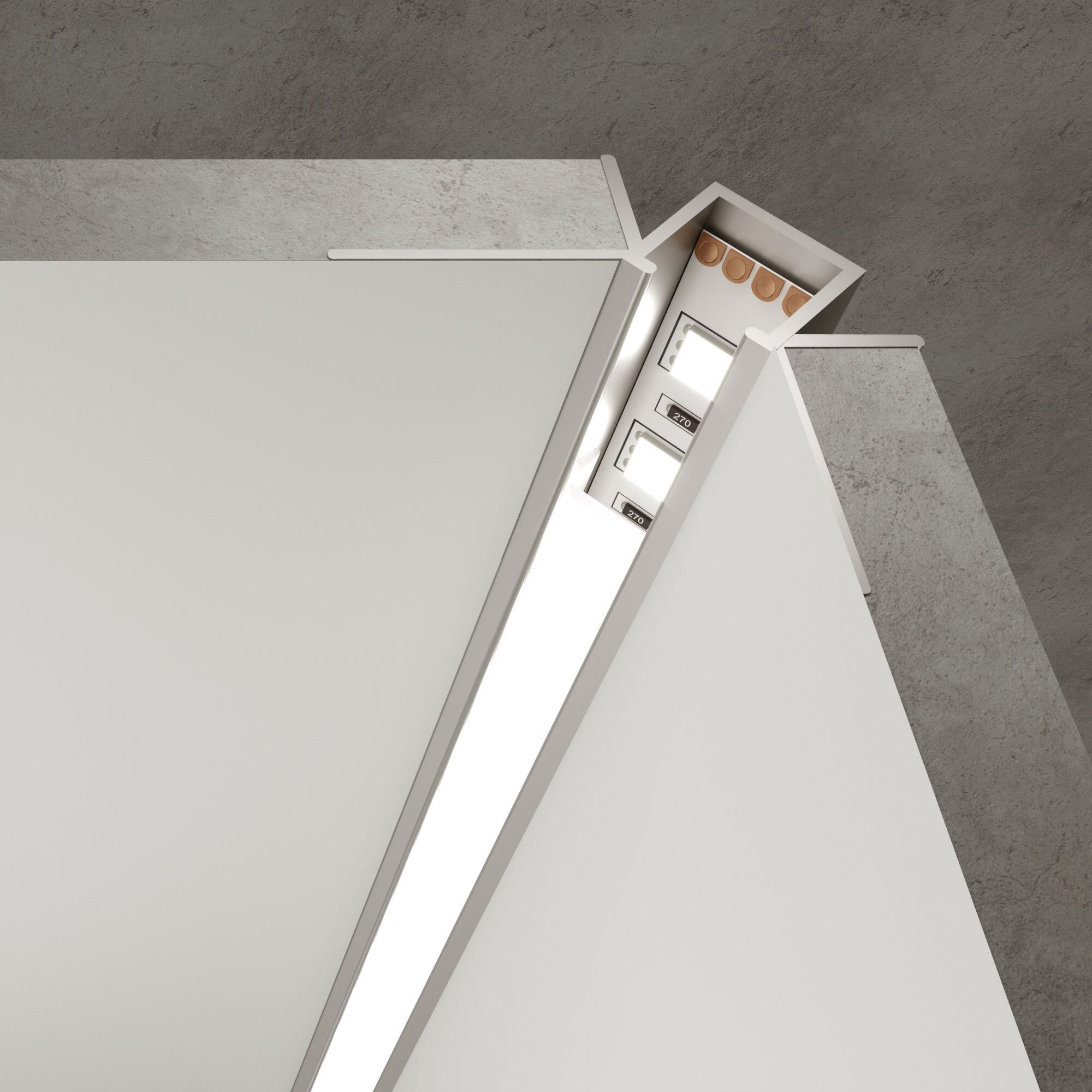 Profil LED Incastrat, Colt Interior, Lungime 2m, Aluminiu - eMAG.ro