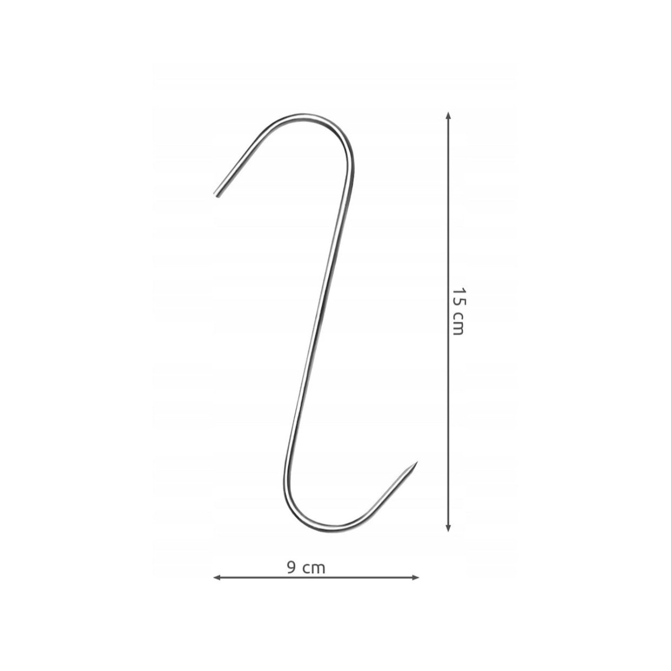 Set 15 carlige tip S, din inox, pentru macelarie/afumare carne, 15 cm ...