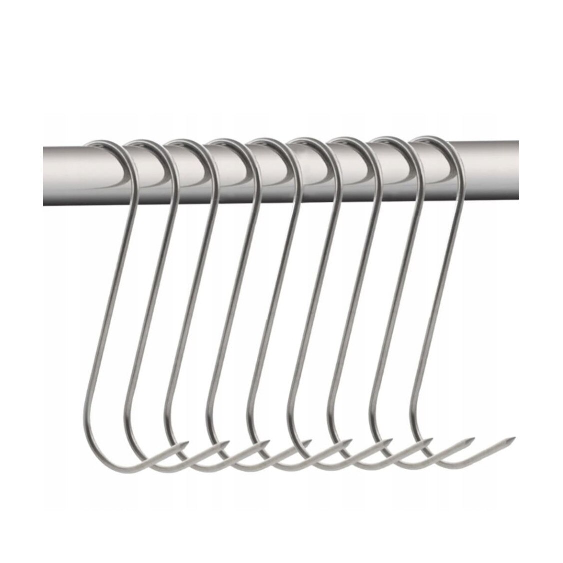 Set 15 carlige tip S, din inox, pentru macelarie/afumare carne, 15 cm ...