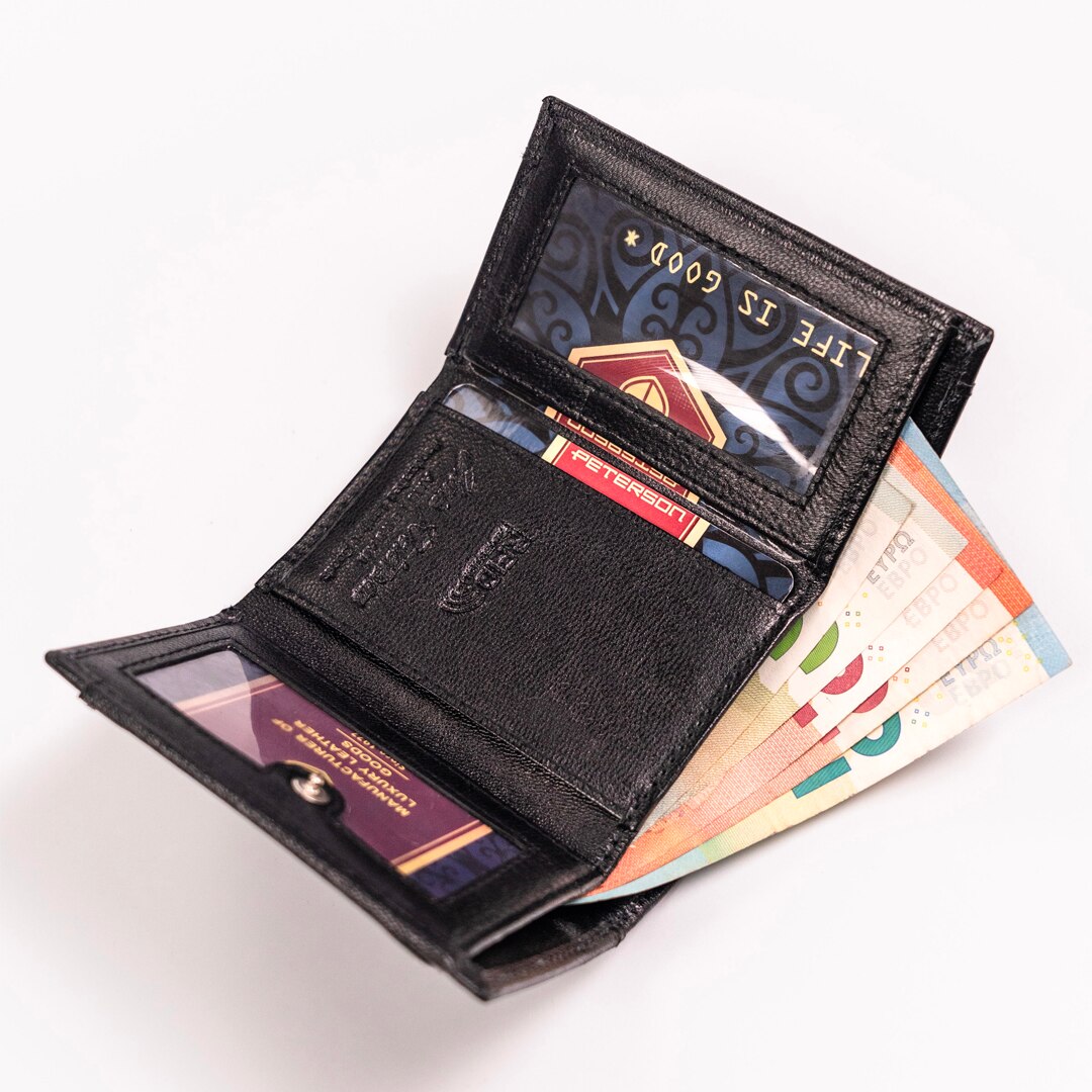 Portofel de dama, piele naturala, negru, Peterson, ptn rd-240-gcl, 7 x ...