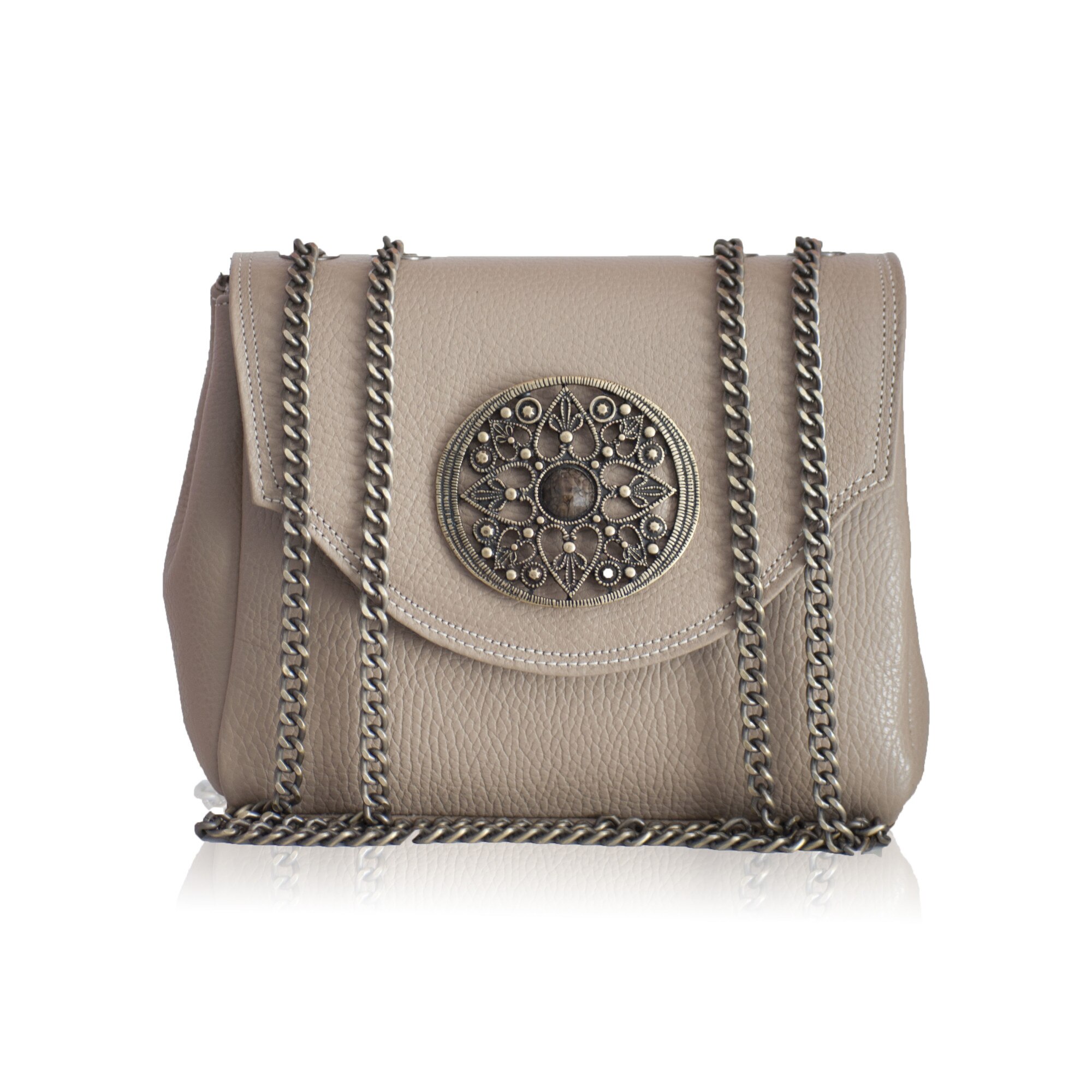 Poseta Amelie, taupe, din piele naturala - eMAG.ro