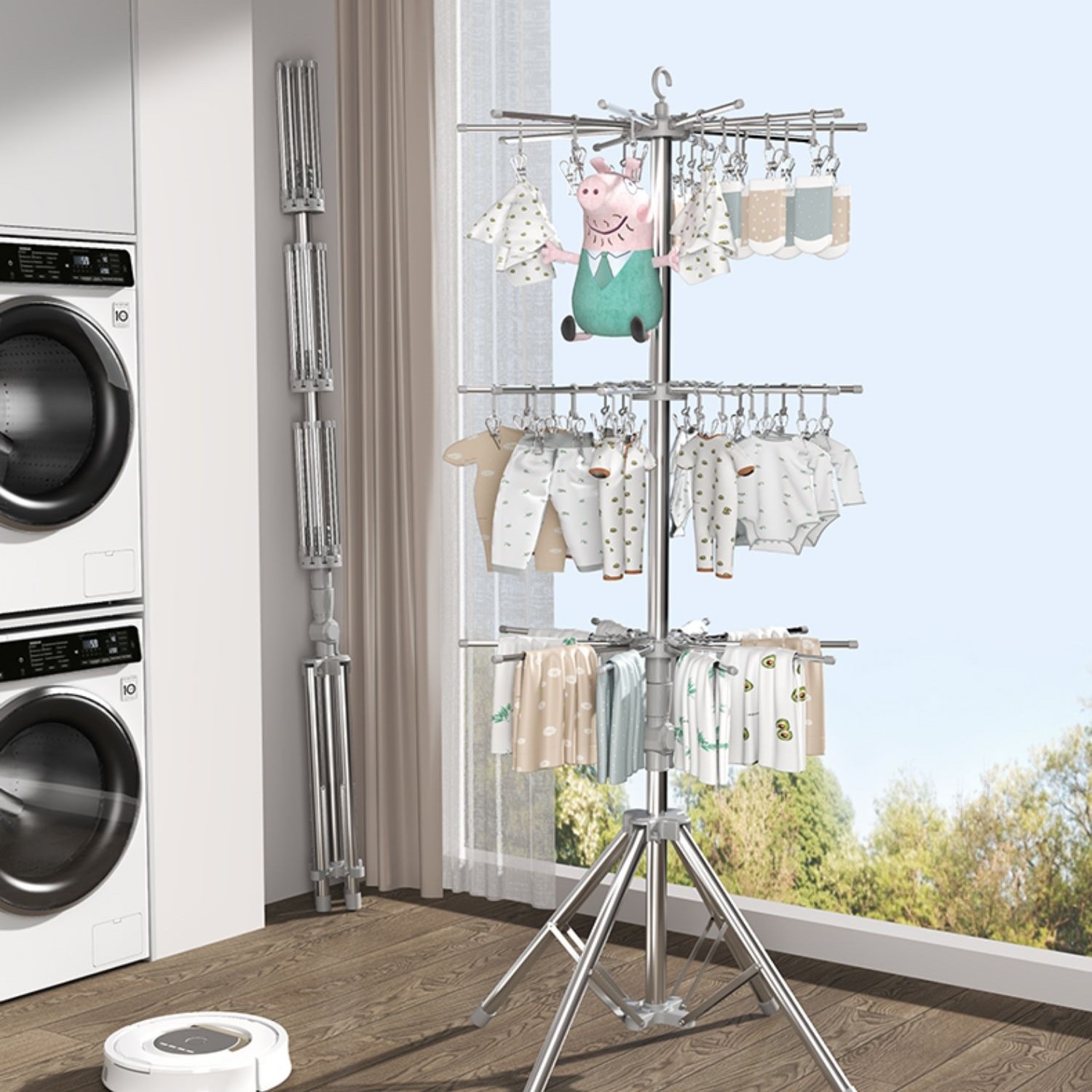 Uscator de rufe vertical si pliabil, NEVERMORE, inaltime 170 cm, 20 ...