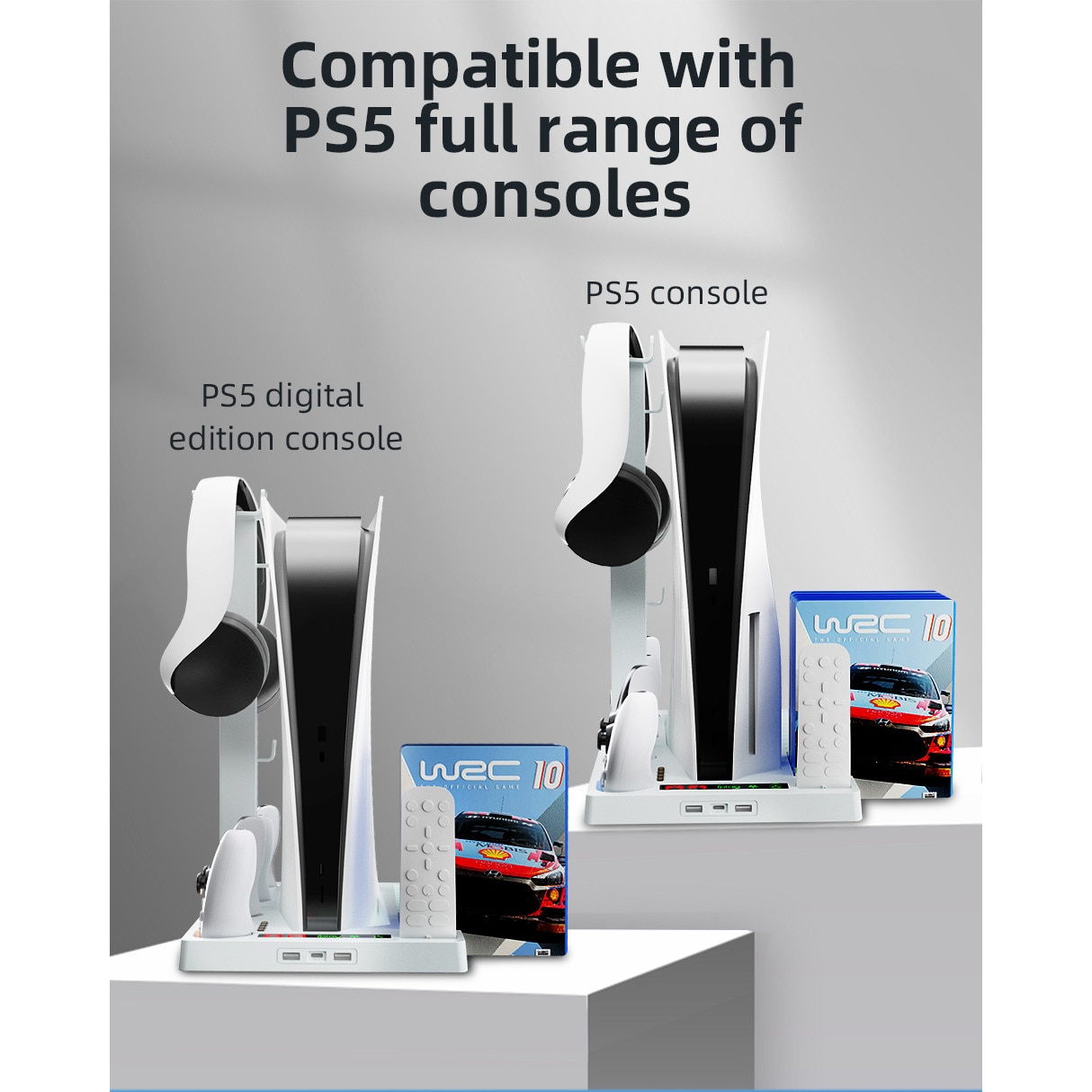 Statie suport PS5 cu racire dubla, incarcare controllere si suport ...