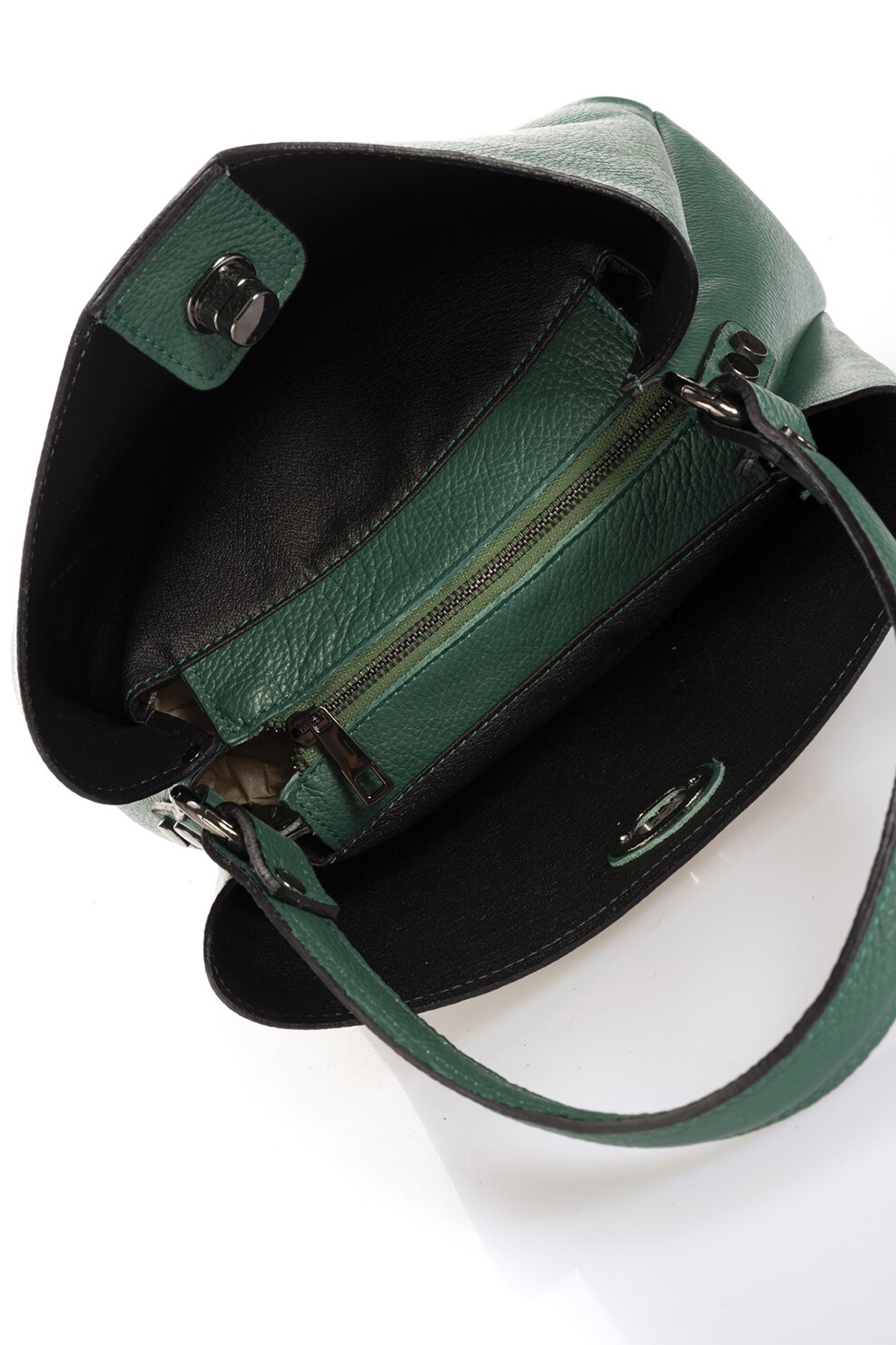 Massimo Castelli, Кожена чанта с отделящи се презрамки, Зелен - eMAG.bg