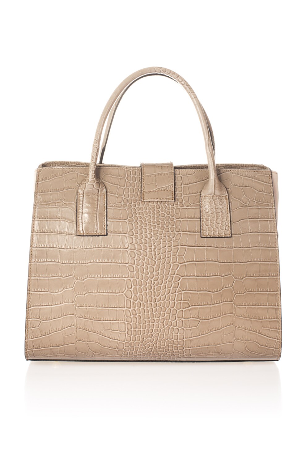 Massimo Castelli, Geanta tote de piele cu model reptila, Maro taupe deschis - eMAG.ro