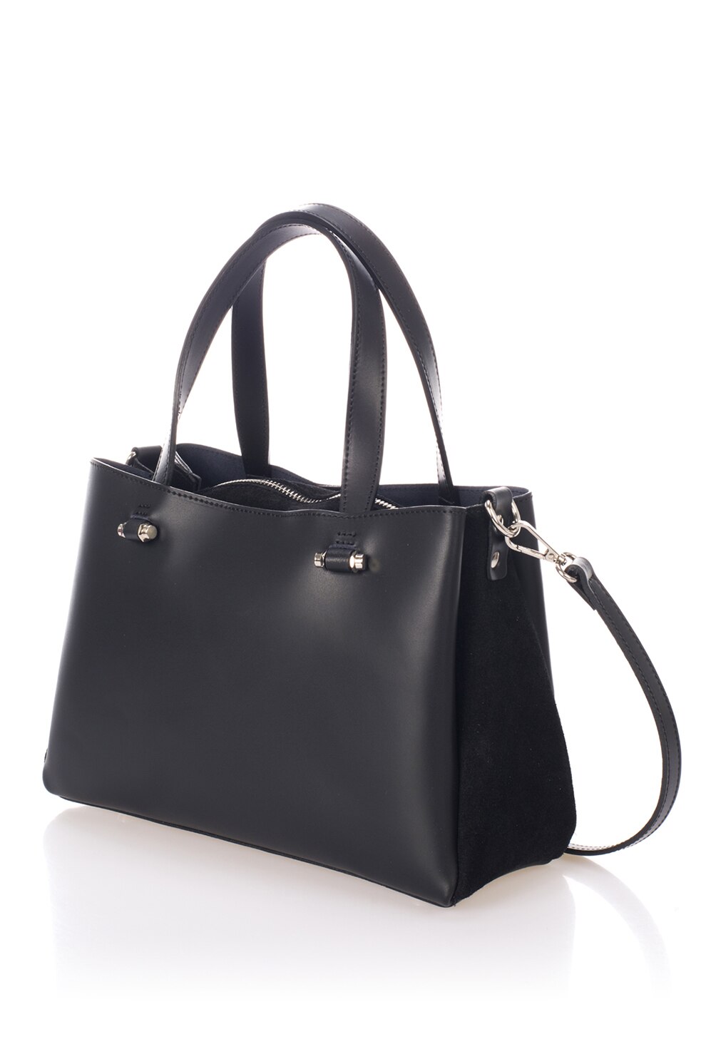 Massimo Castelli, Geanta shopper din piele, Negru - eMAG.ro