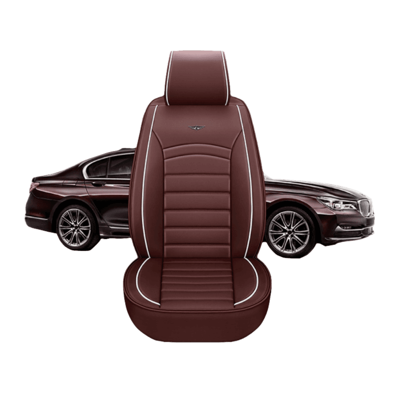 Set 2 Huse Auto Universale Scaune Fata, Piele eco, Linii, Maro - eMAG.ro