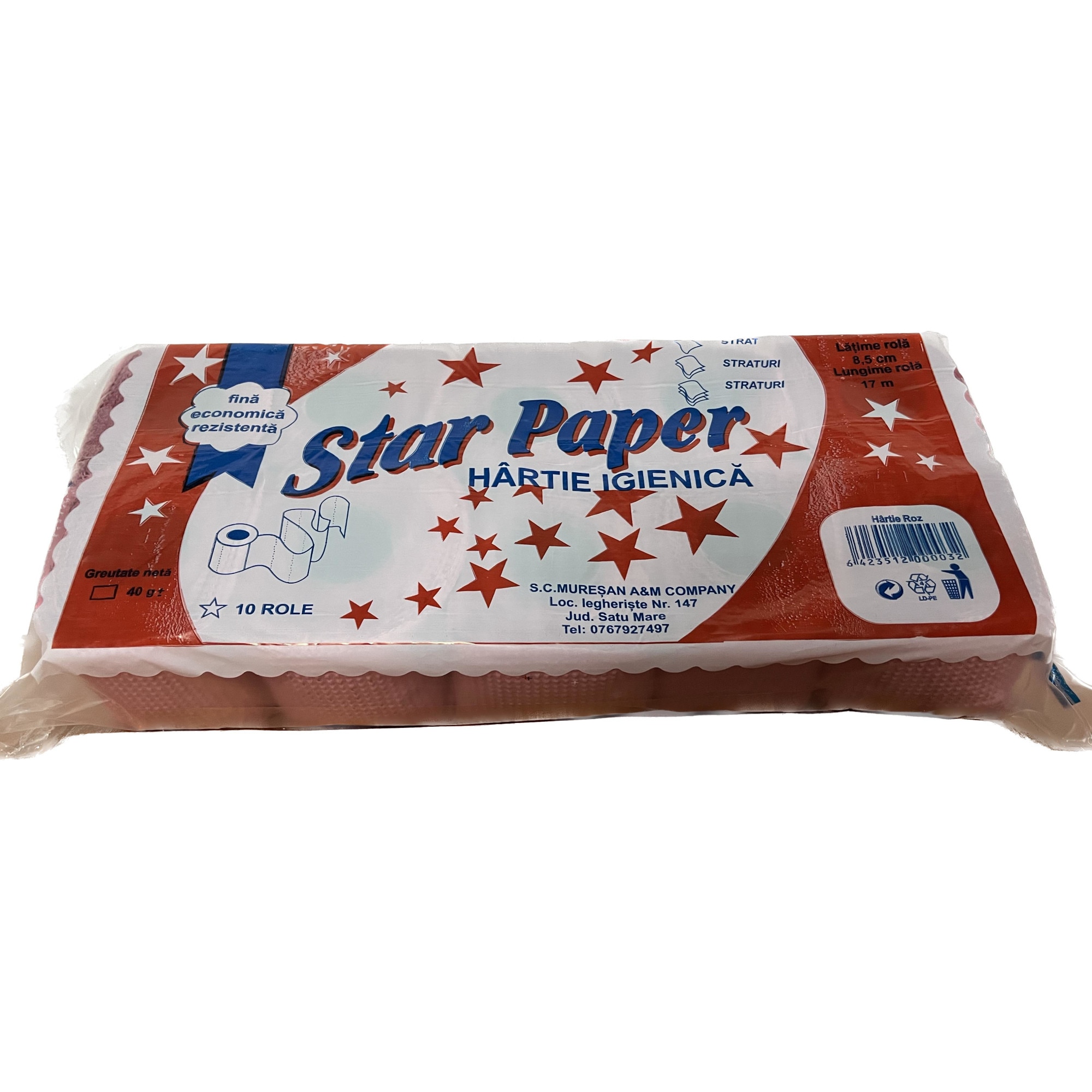 Hartie igienica roz, 10 bucati, 17m/rola, 1 strat - eMAG.ro