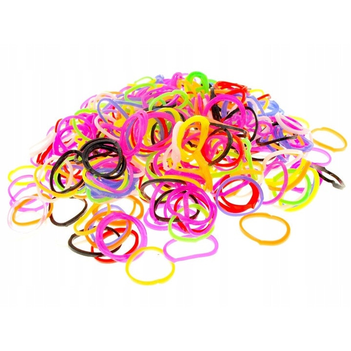 Set Creativ, 400 de Benzi Colorate, Elastice, din cauciuc, cu Suport si ...