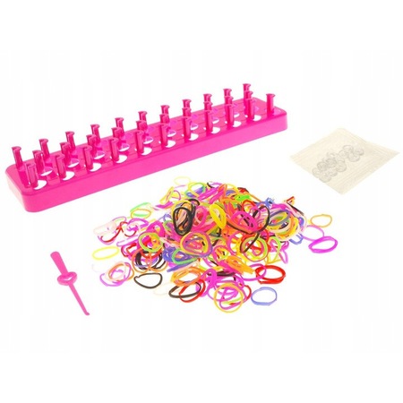 Set Creativ, 400 de Benzi Colorate, Elastice, din cauciuc, cu Suport si ...