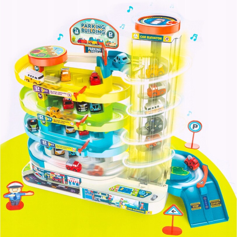 Set Garaj supraetajat cu parcare pe 4 nivele Lift Electric + 6 Masini ...