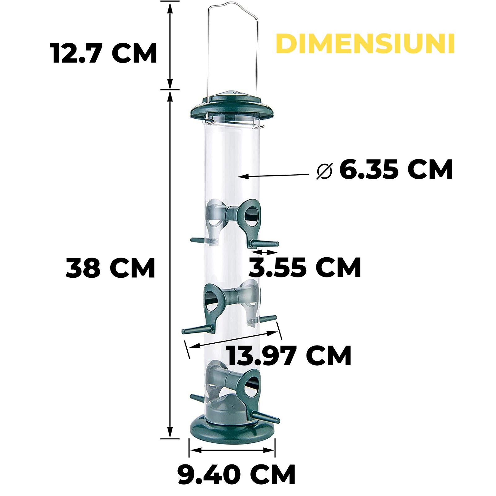 Hranitor exterior pentru pasari, rezistent la vant si ploaie, din metal ...
