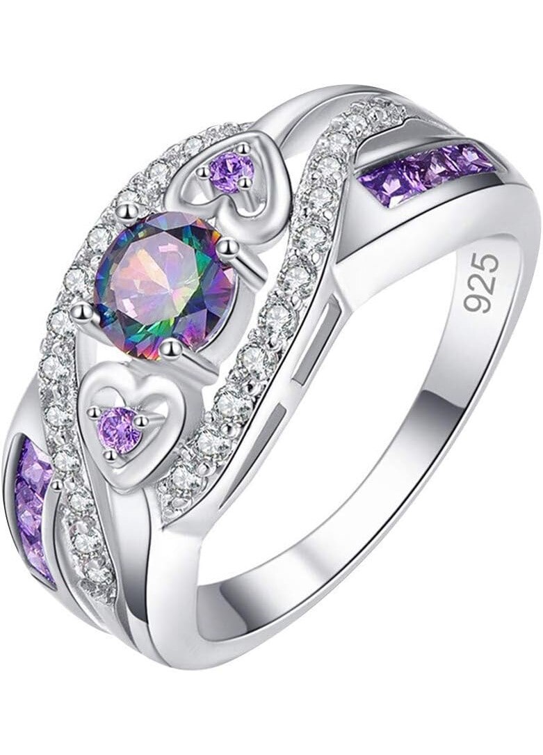 Inel dama Argint/Zirconiu, Argintiu/Mov - eMAG.ro