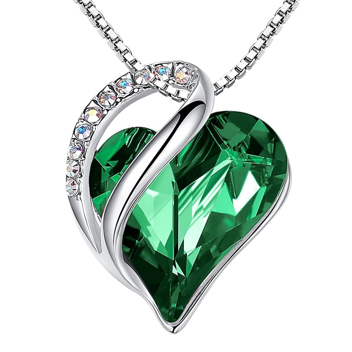 Colier cu pandantiv dama, Argint/ Cristal, Argintiu/ Verde - eMAG.ro