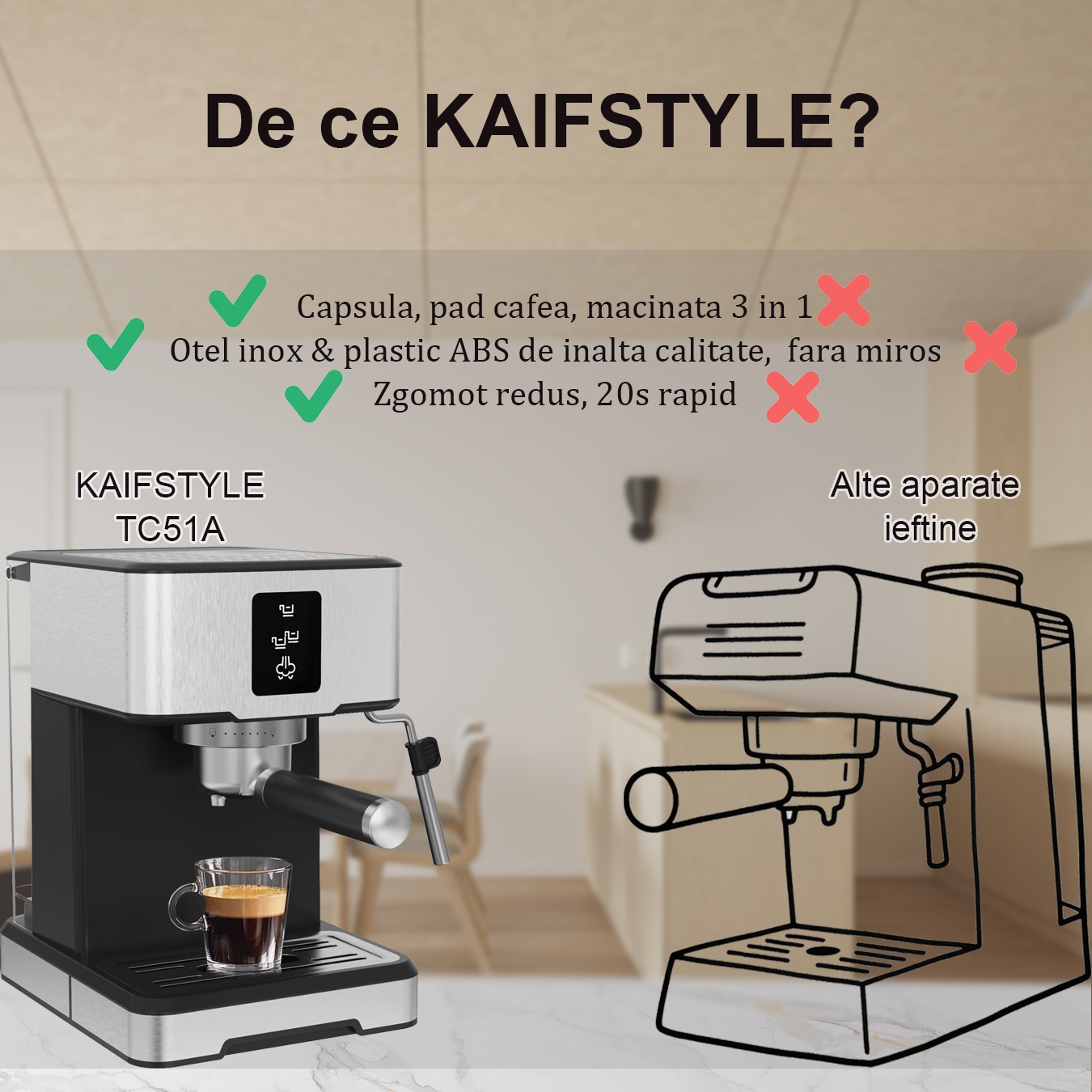 Espressor manual 3 in 1, Capsule/cafea macinata/pad cafea, Volum ...