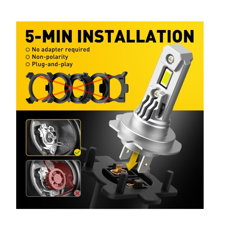 Set 2 becuri H7 LED, 100w/set, 20000LM, CANBUS, cu ventilator inclus ...