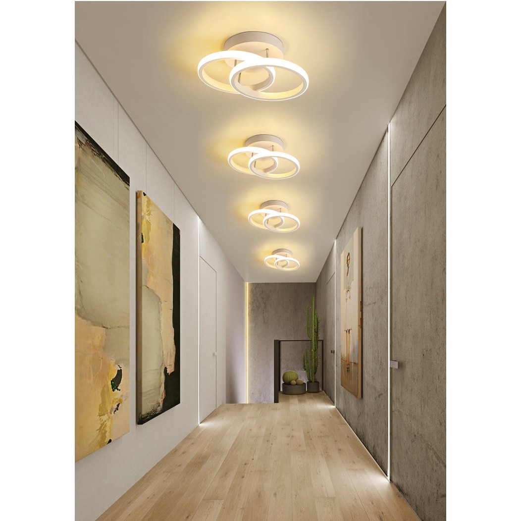 Lustra LED Circle, 2 cercuri, 3 tipuri de lumini, intensitate reglabila ...