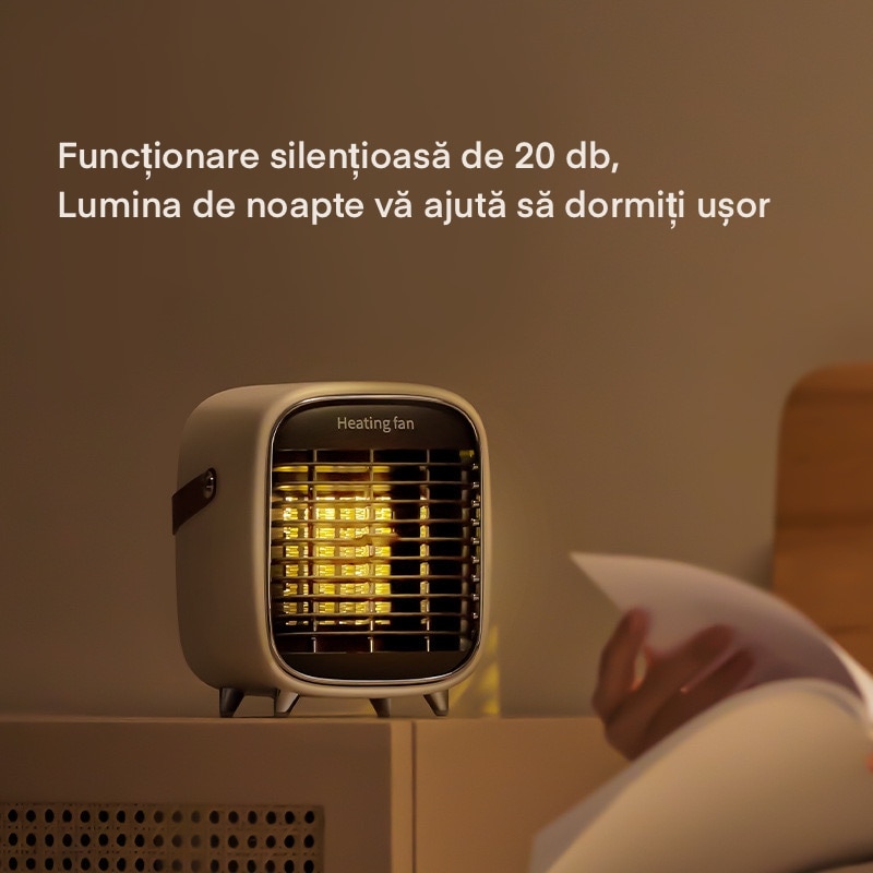Mini Incalzitor electric, cu Ventilator, Aerotermic PTC, 900W, 3 Trepte ...